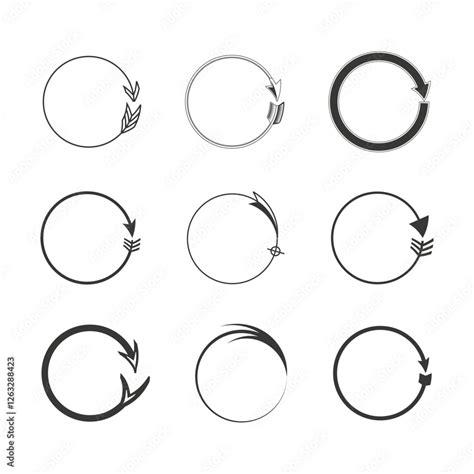 Circular Arrow Icons Cycle Rotation Symbols Round Vector Shapes Recycle Process Signs Eps 10