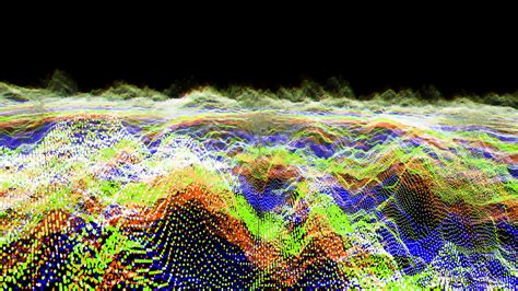 Futuristic Abstract Red Green Dark Blue Waveform Ball Oscillation Visualization Wave Technology