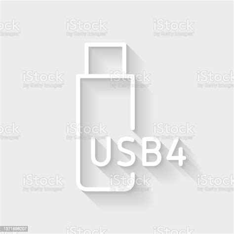 Usb4 플래시 드라이브 빈 배경에 긴 그림자아이콘 플랫 디자인 3차원 형태에 대한 스톡 벡터 아트 및 기타 이미지 3차원