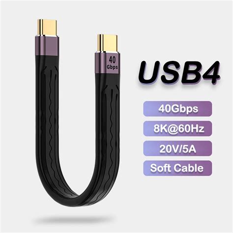 맥북 프로용 Usb 40 3 세대 40gbps 썬더볼트 3 데이터 동기화 Ssd 케이블 Pd 100w 5a 고속 충전