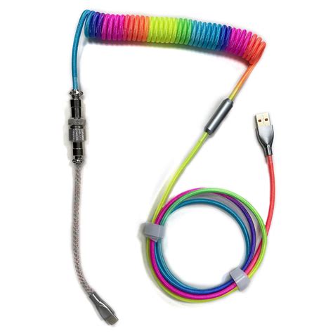 Витой кабель Usb Type C длиной 1 5 м с Rgb подсветкой для механической клавиатуры разъем