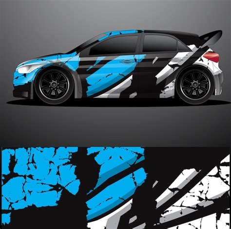 랠리 자동차 데칼 그래픽 랩 프리미엄 벡터