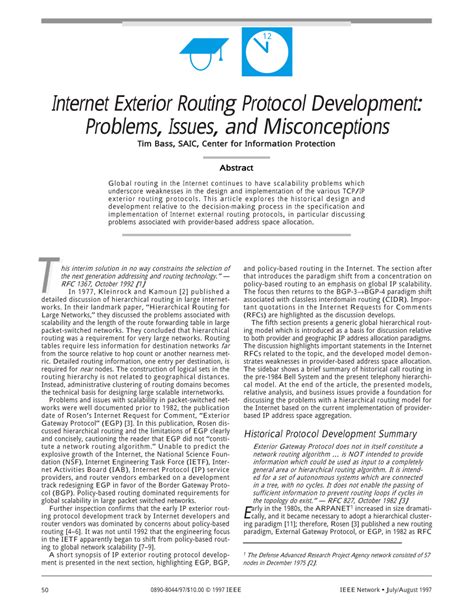 Pdf Internet Exterior Routing Protocol Development Problems Issues