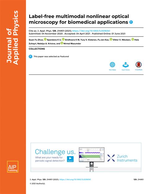 Pdf Label Free Multimodal Nonlinear Optical Microscopy For Biomedical Applications