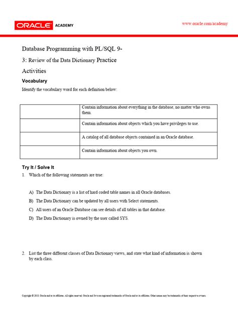 Plsql 9 3 Practice Pdf Databases Oracle Database