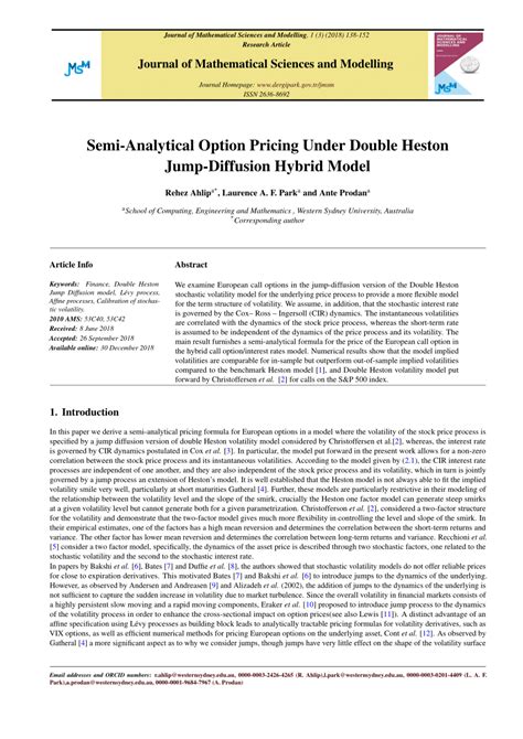 Pdf Semi Analytical Option Pricing Under Double Heston Jump Diffusion