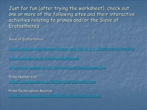 Ppt The Sieve Of Eratosthenes Prime And Composite Numbers Powerpoint