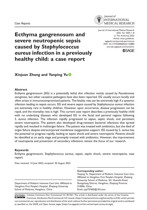 Pdf Ecthyma Gangrenosum And Severe Neutropenic Sepsis Caused By
