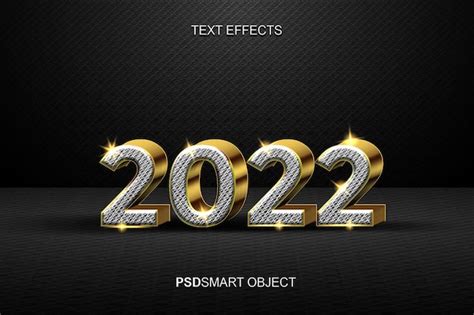 Роскошный текстовый эффект 2022 года золотой 3d стиль текста