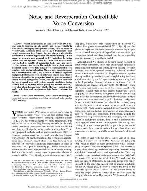 Pdf Noise And Reverberation Controllable Voice Conversion