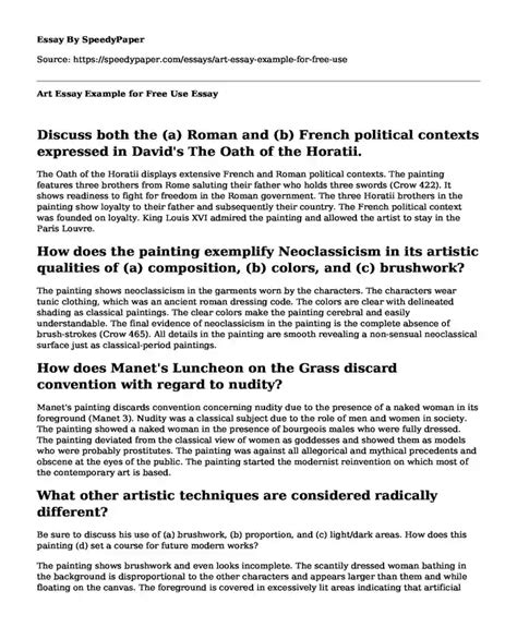 📚 Art Essay Example For Free Use
