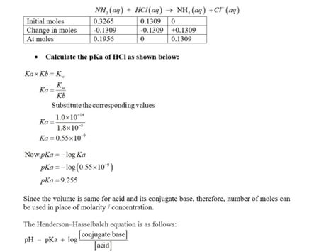 a buffer is made by combining 5 55 g of nh3 kb 1 8 x 10 5 with