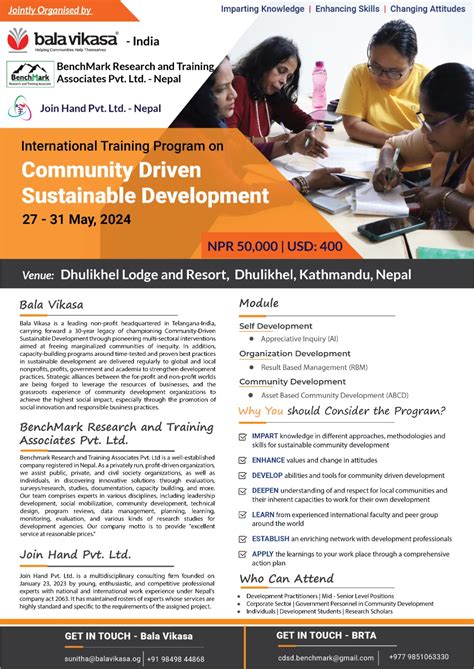 Community Driven Sustainable Development Bala Vikasa People Development Training Center