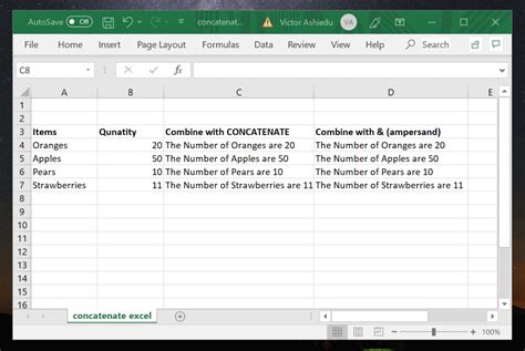 Excel Concatenate Function And Quotquot To Combine Strings