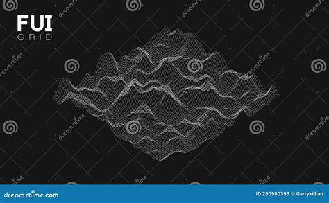 Fui Gui 3d Vector Landscape Scan Grid Abstract Futuristic Background Stock Illustration
