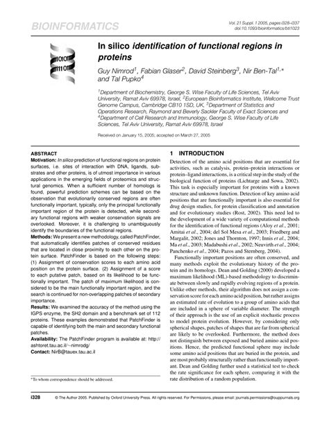 Pdf In Silico Identification Of Functional Regions In Proteins