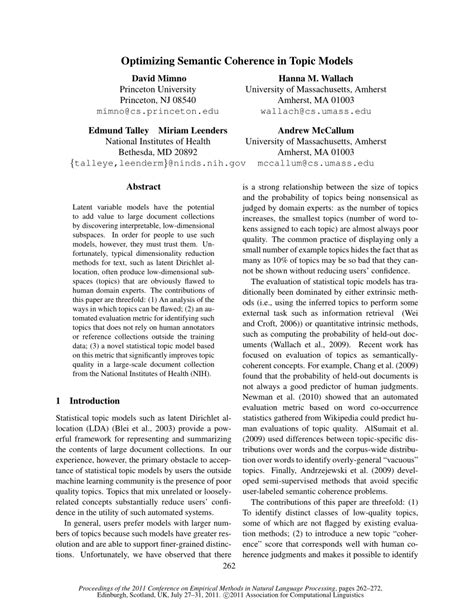Pdf Optimizing Semantic Coherence In Topic Models