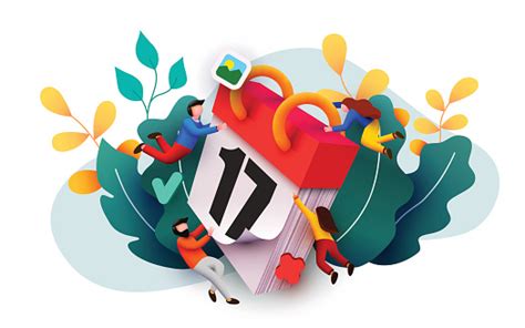 작은 사람과 거대한 달력현대 배너 템플릿 문자로 일정 개념 배너를 계획합니다 시간 관리 이벤트 계획 및 조직 3차원 형태에 대한 스톡 벡터 아트 및 기타 이미지 Istock