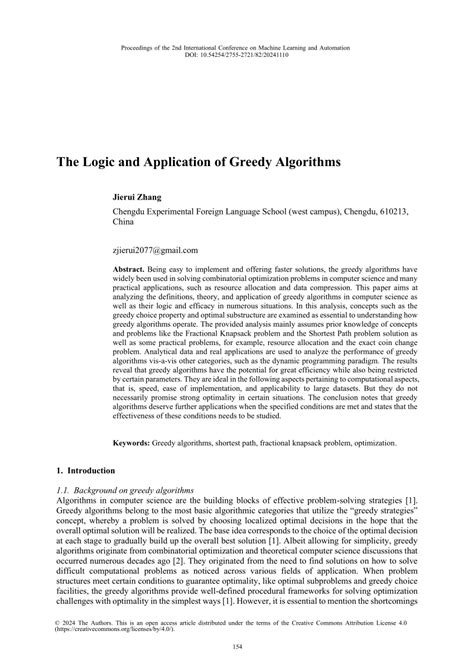 Pdf The Logic And Application Of Greedy Algorithms
