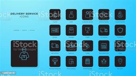 배달 서비스 아이콘은 검은 색으로 채워진 선 스타일로 설정됩니다 주문 추적 배달 집 창고 트럭 스쿠터 택배 및화물 아이콘과 관련이 있습니다 배송 기호입니다 벡터 그림 나무