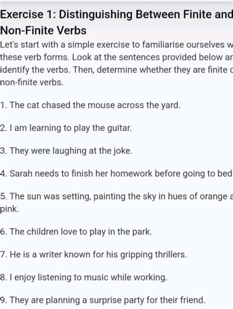 Exercise 1 Distinguishing Between Finite And Non Finite Verbslets Start With A Simple Exercise