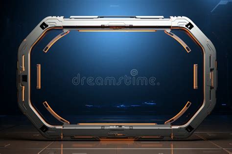 Futuristic 3d Hud Ui Frame In An Abstract Sci Fi Technology Background Stock Illustration