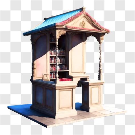 Download Small Library Or Reading Room With Pink Roof And White Walls