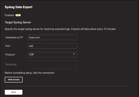 Syslog Data Export