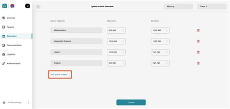 Create And Update Class Schedules