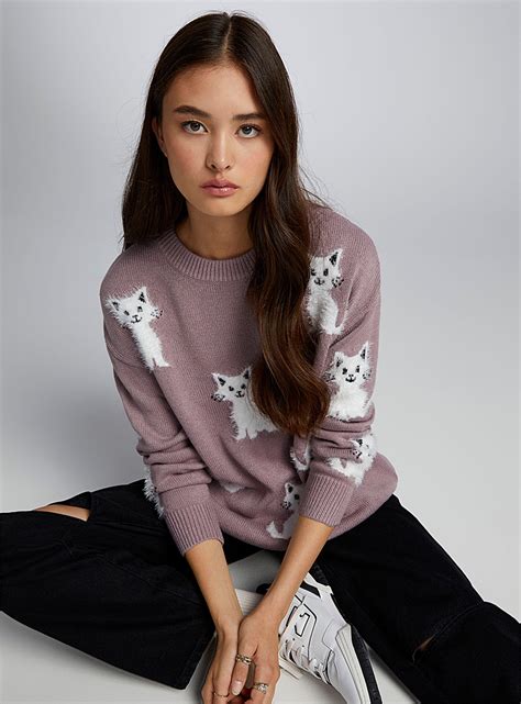 Fuzzy Pattern Sweater Twik Stripes And Patterns Simons