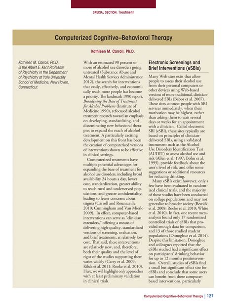 Pdf Computerized Cognitive Behavioral Therapy