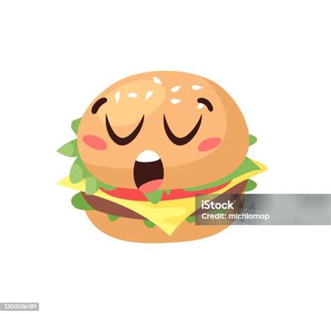 손으로 그린 만화 일러스트 버거 이모티콘 패스트 푸드 벡터 드로잉 험버거 이모티콘 맛있는 이미지 식사 플랫 스타일 컬렉션 미국 요리 건강에 좋지 않은 음식에 대한 스톡 벡터