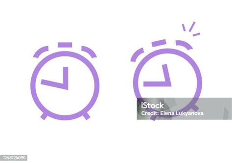 시계 알람 아이콘 설정 벡터 라인 개요 아트 또는 화이트 클립 아트 현대 디자인에 격리 된 웨이크 업 시간 픽토그램 및 로고 아이디어 기호에 대 한 시계 울림 0명에 대한