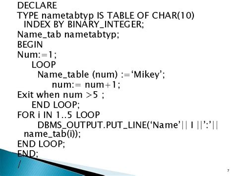 Composite Data Types Plsql Table 9 1 Composite