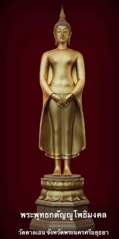 พระพุทธกตัญญูโพธิมงคล พุทธลักษณะ พระพุทธรูป ปางถวายเนตร เป็นพระพุทธรูปอยู่ในอิริยาบถยืน ลืมพระ