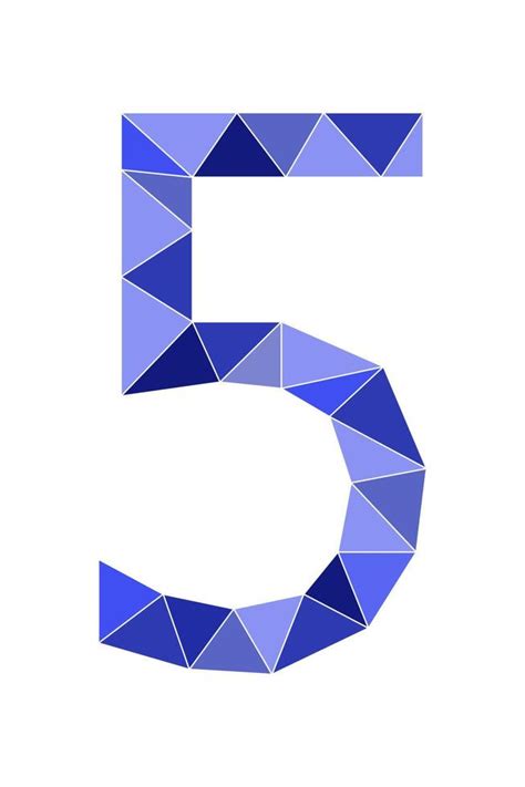 Blue Number 5 Polygon Style Isolated On White Background Learning Numbers Serial Number Price