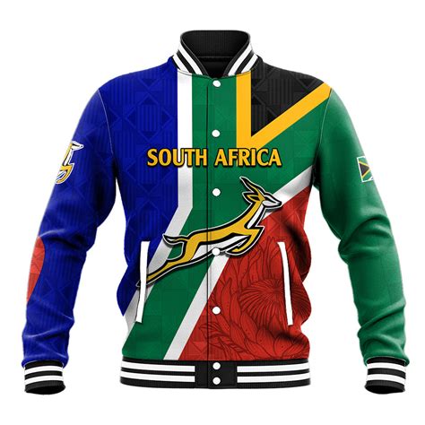 South Africa Springboks Baseball Jacket With Kente Pattern And South
