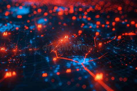 Ai Network Visualization With Glowing Nodes Representing Modern Technology And Connectivity