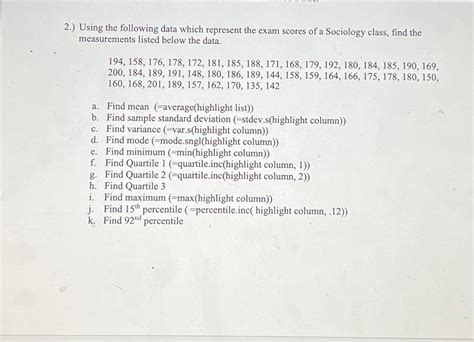 Solved Using The Following Data Which Represent The Exam Chegg