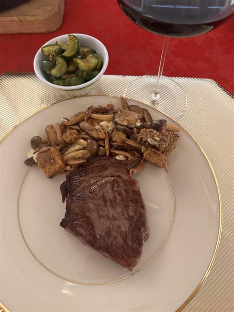 Easter A5 Wagyu With Mushroom Toban Yaki And Chili Smashed Cucumbers With Carmeñere R