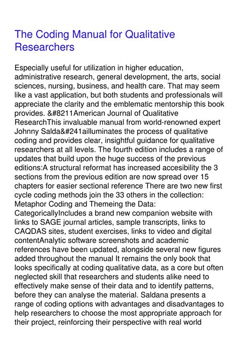 Ppt Pdfread The Coding Manual For Qualitative Researchers Powerpoint Presentation Id13204657
