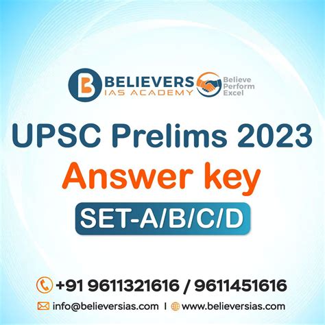 Answer Key For UPSC Prelims Believers IAS Academy