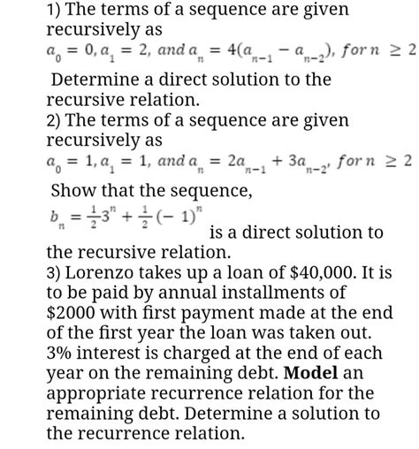 Solved 1 The Terms Of A Sequence Are Given Recursively As