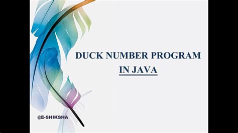 duck number in java eshikshabyshardakarmakar java youtube