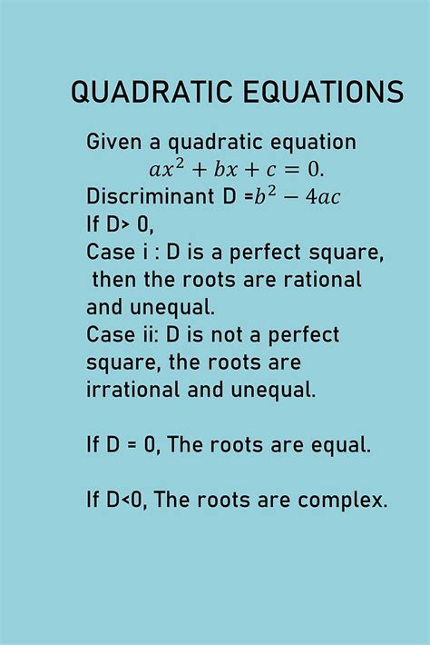 Nature Of The Roots Of A Quadratic Equation
