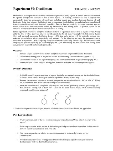 Expt 1 2 Distillation Pdf Pdf Distillation Gas Chromatography