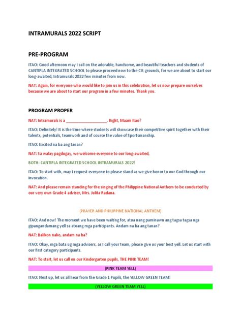 Intramurals Script Pdf