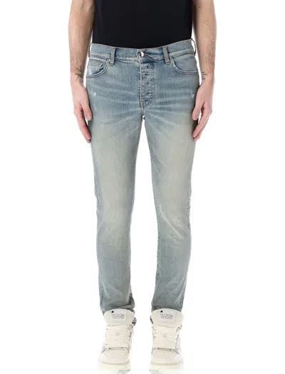 Amiri Indigo Stack Jeans In Grey Modesens