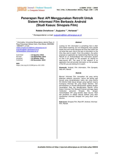 Pdf Penerapan Rest Api Menggunakan Retrofit Untuk Sistem Informasi Film Berbasis Android