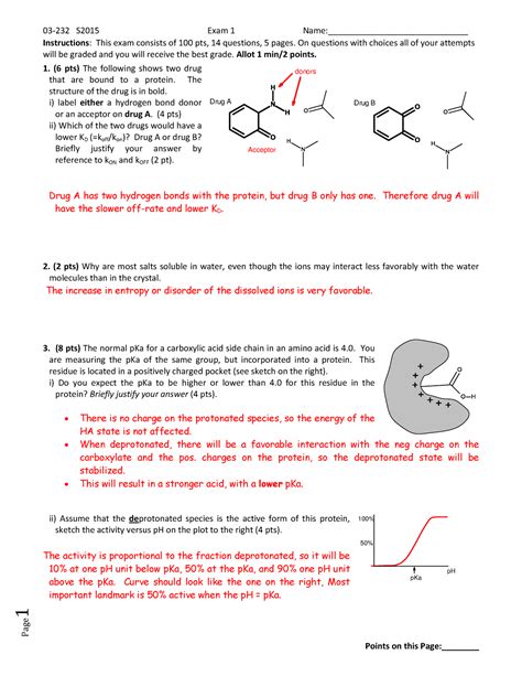 Exam1ans 2015 Biochem Practise Set Page 1 Instructions This Exam Consists Of 100 Pts 14